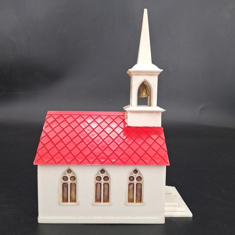 Vintage Glolite Illuminated Plastic Christmas Church Holiday Village ...