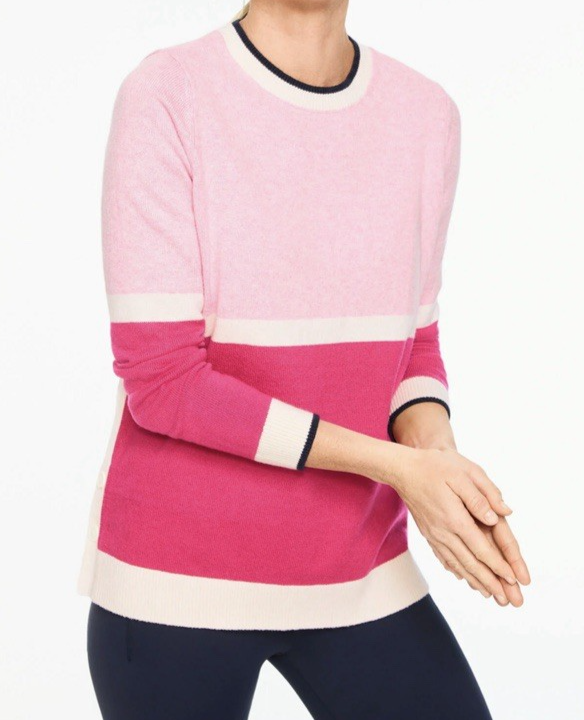 NWT NEW PRE SPRING T BY TALBOTS LARGE BUTTON JEM CREWNECK SWEATER PINK ...