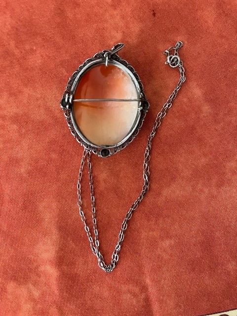 cameo brooch pendant. Detailed with a Greek God or Roman Warrior on the ...