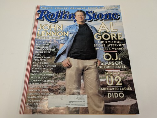 Rolling Stone Magazine Al Gore Cover Issue 853 Nov. 2000 John Lennon U2 ...