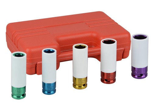 Thin Wall Impact Socket Set 1/2" Deep Alloy Locking Wheel Nut 15/17/19 ...