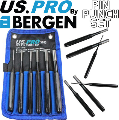 BERGEN PIN Punch set 6pc Parallel Pin Punches Metric Punch Tool Set 2 ...