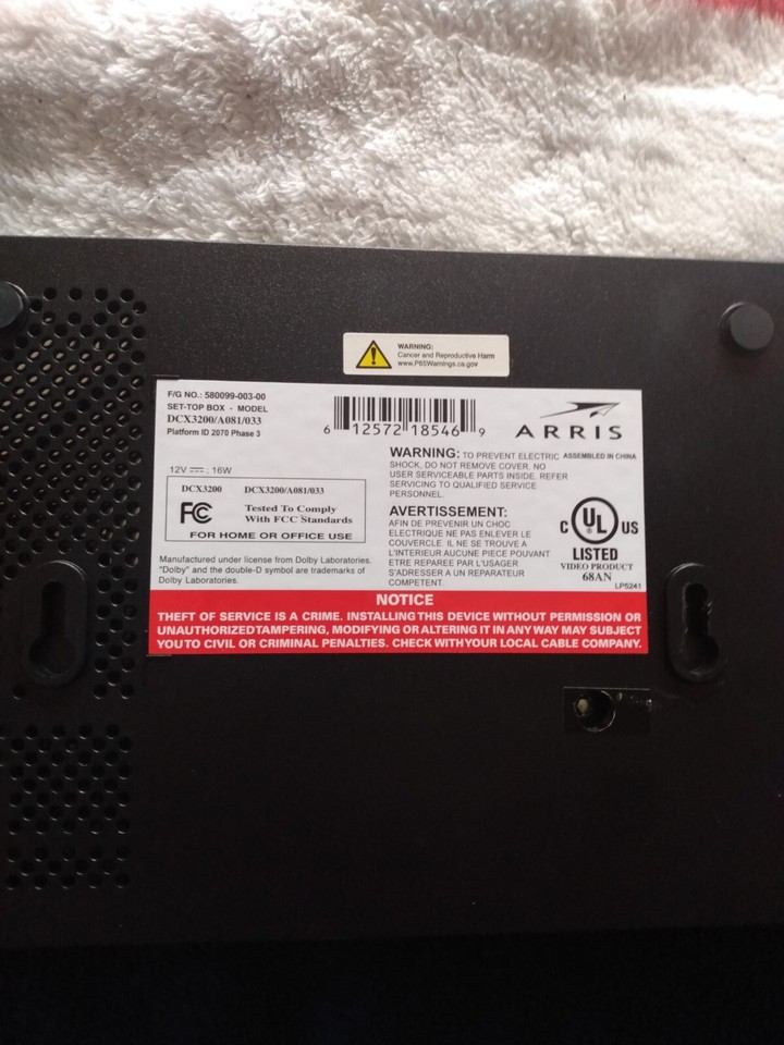Arris Set-Top Box Model DCX3200/A081/033 - Used | eBay