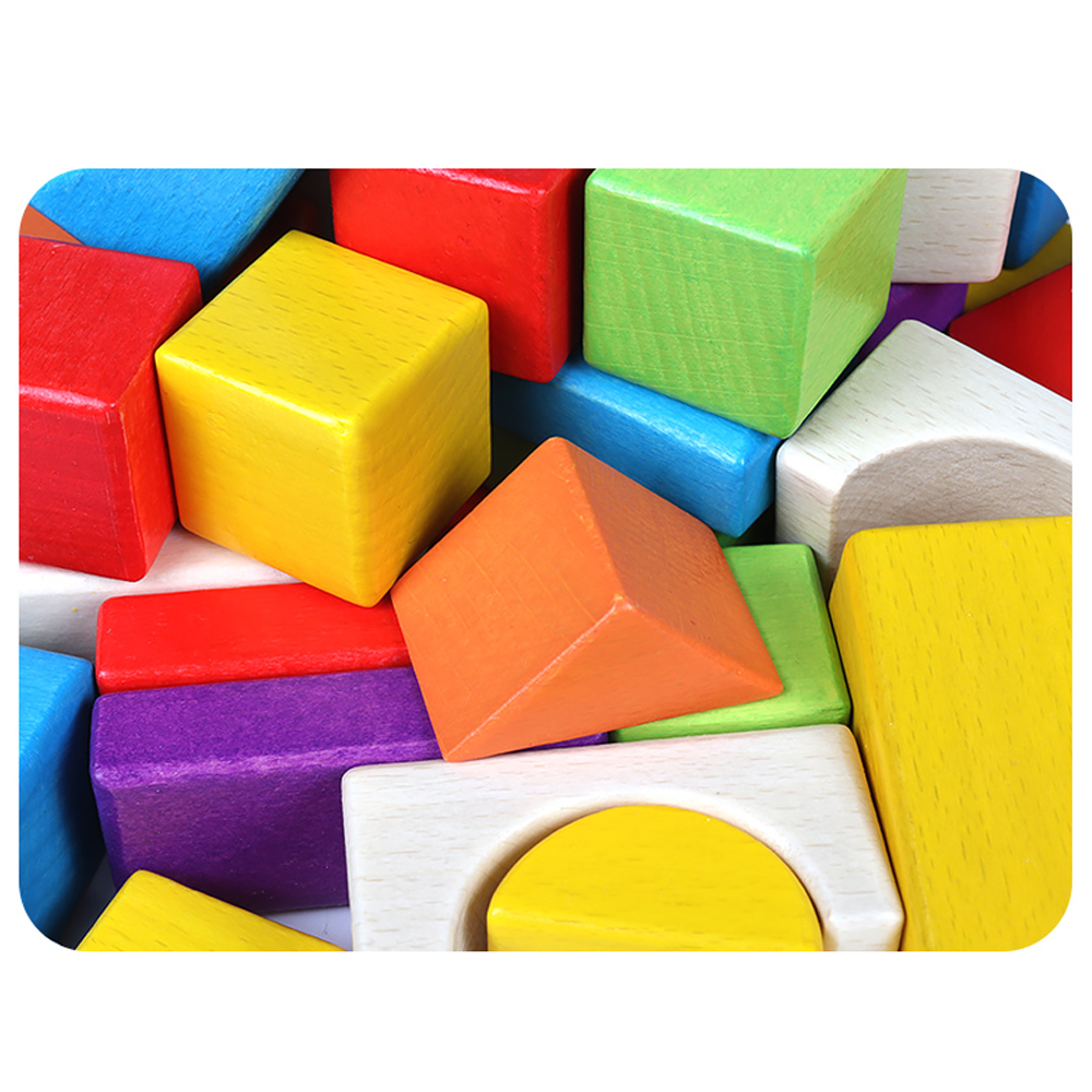 Wooden Blocks Building Block 30pcs Toy Wood Set Kids Motor Skill Round ...