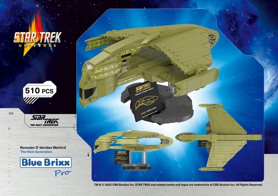 BlueBrixx Pro - Star Trek - Romulan D'deridex Warbird, 104573 - Blue ...