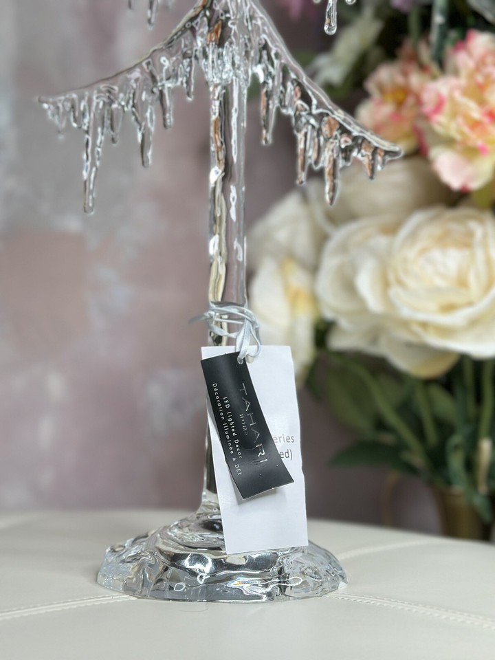 Tahari Home Christmas 18’’ Clear Illuminated Icicle Tree Figurine Decor ...