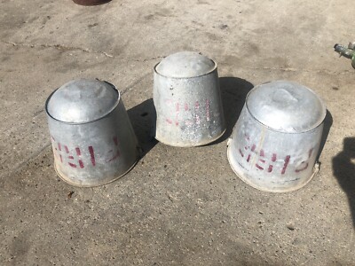 Vintage Red Fire Buckets Rare Collectable Round Bottom,Galv Steel. Set ...