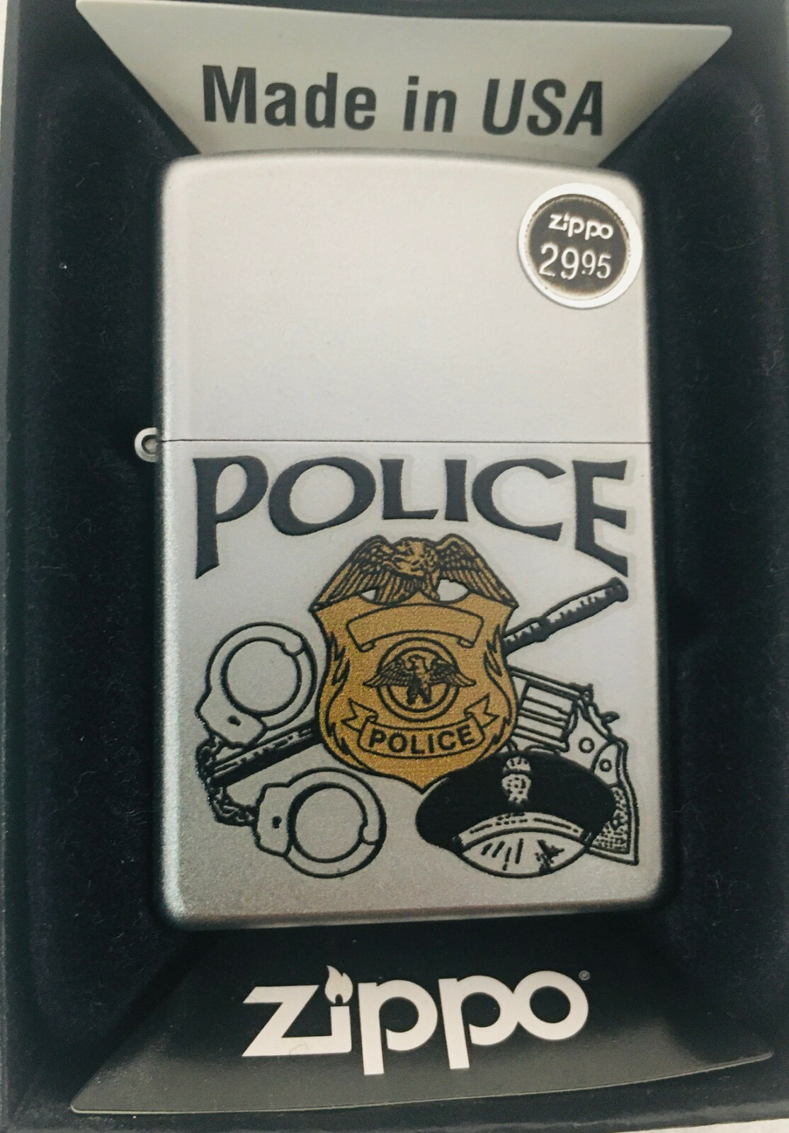 Police Satin Chrome Zippo Lighter Collector New Limited Edition Made in ...