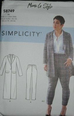 Pants Coat in 2 Lengths Women's size 20w-28w Simplicity 8749 Sewing ...