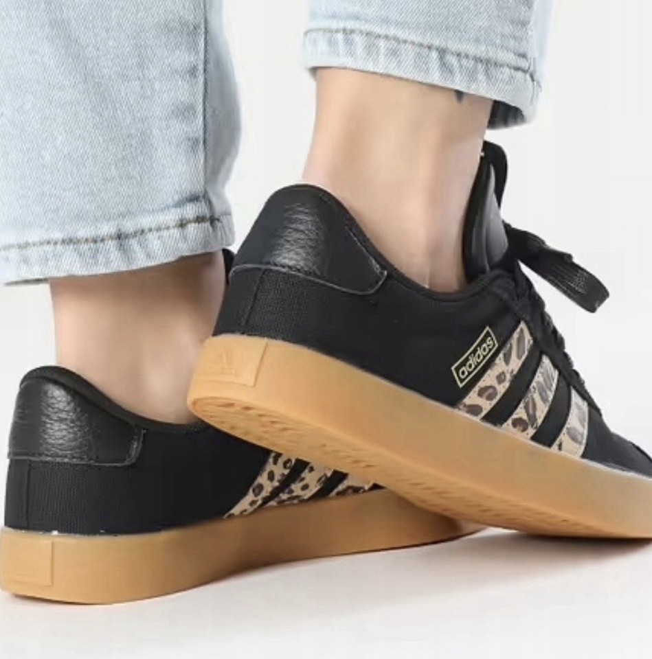 Adidas VL Court 3.0 Black Cheetah Print Women’s Athletic Shoe Footwear Sneaker | eBay