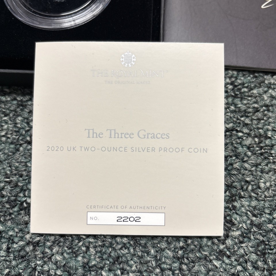 2020 Royal Mint Silver 2oz Proof Coin Box & COA The Three Graces - NO ...