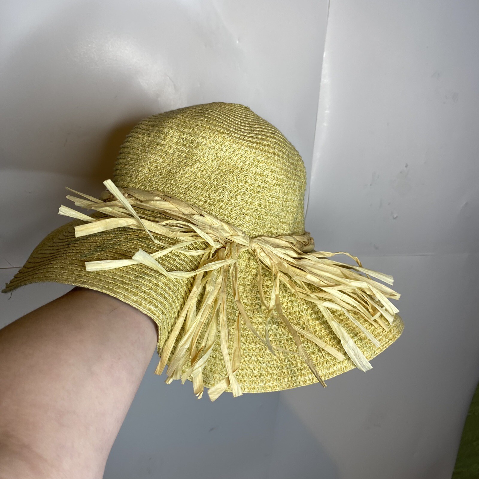 Vintage straw sun hat floppy beachy rattan vacation b… - Gem