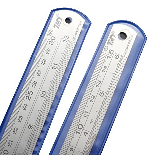 2 Pack Stainless Steel Ruler Machinist Engineer Ruler Rigid Metal Ruler ...