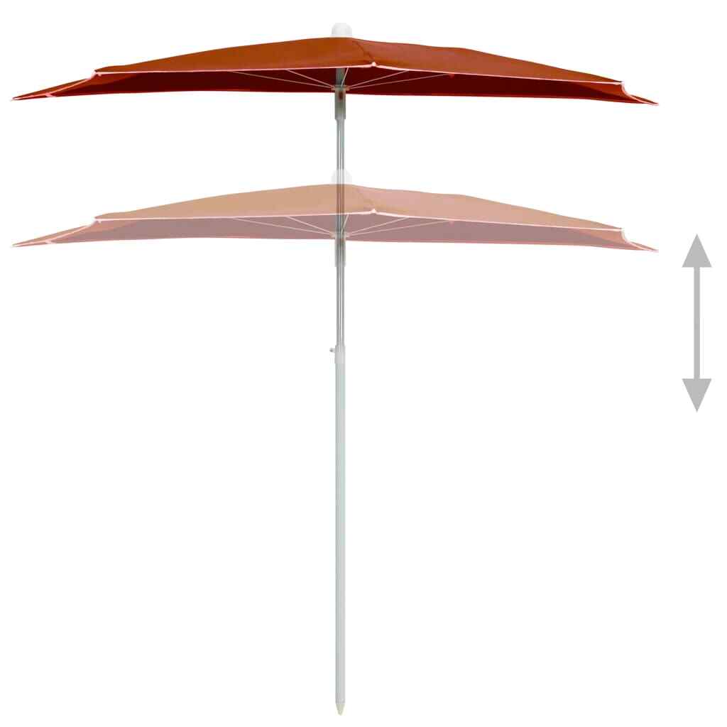 Garden Half Parasol with Pole 180x90 cm Terracotta | eBay