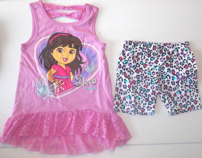 Dora the Explorer Girls Short and Shirt Outfits Size 5, 6 and 6X NWT | eBay