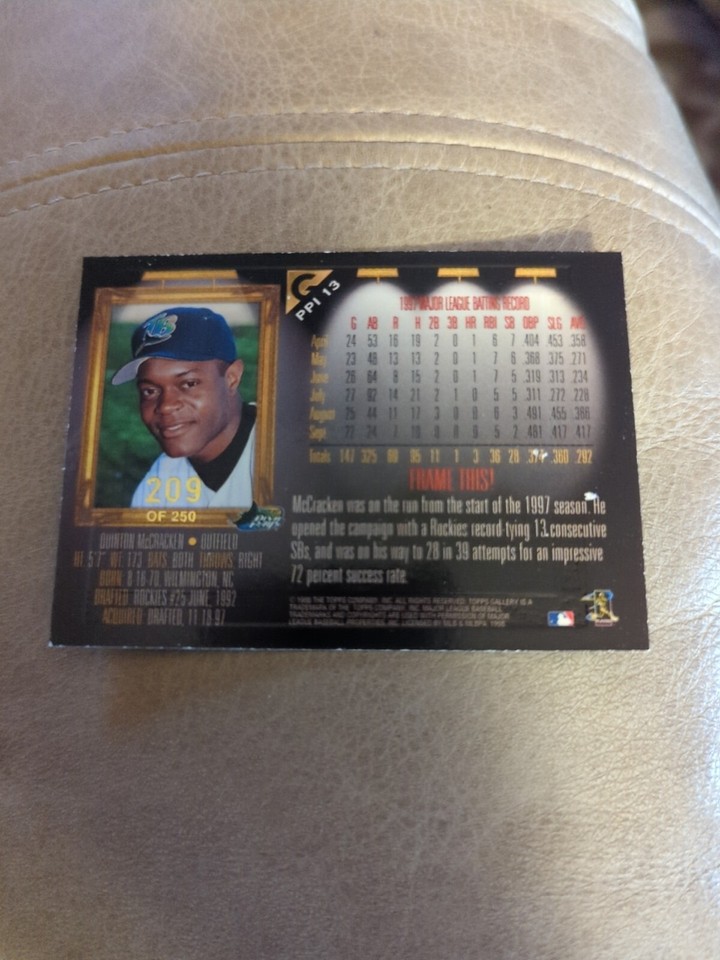 1998 Topps Gallery Portraits Players Private Issue /250 Quinton ...