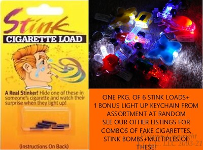 1 PACK OF 6 CIGARETTE STINK BOMB LOADS SMOKING GAG GIFT PRANK JOKE ...