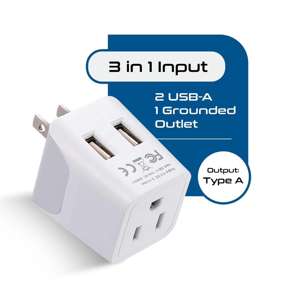 Ceptics USA to Japan, Philippines Travel Adapter plug - Type A - Dual ...