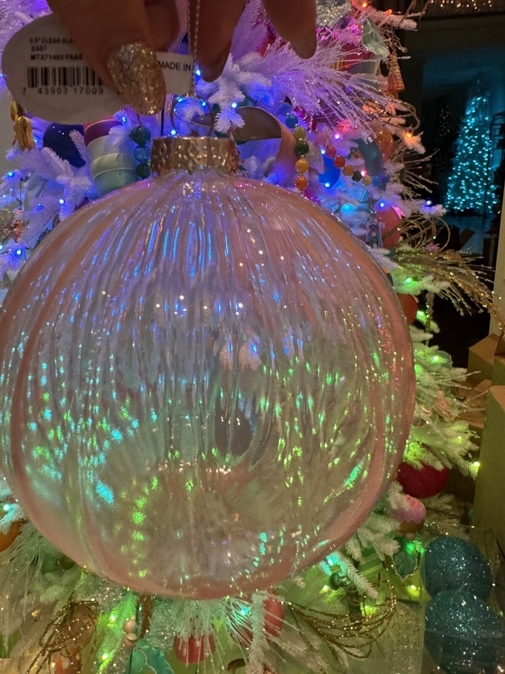 Pink Clear Glass 5.5” Ornament Large Lot Of 2 | eBay