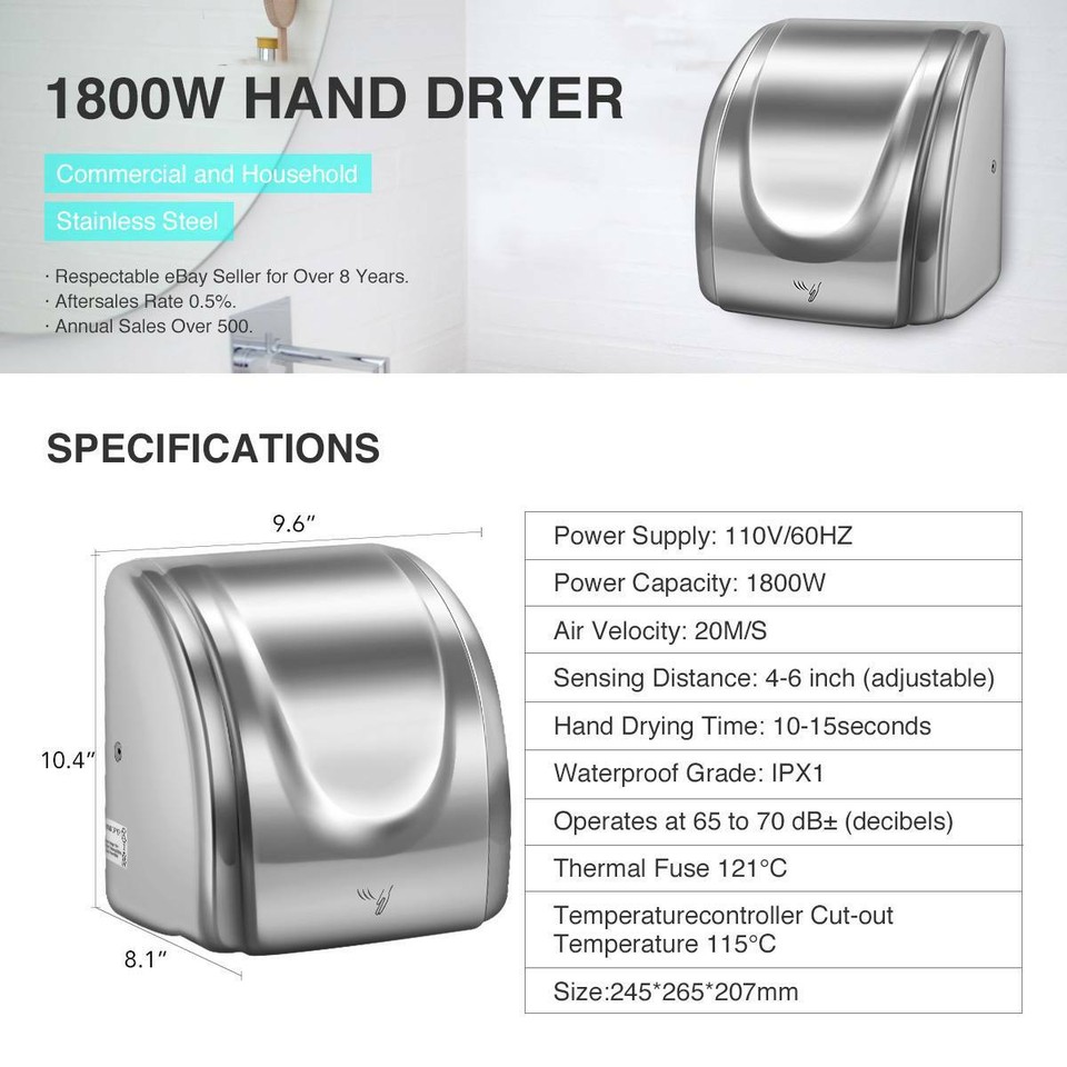 3PCS Hand Dryer Electric Automatic Hot Air Hand Blower For Home ...
