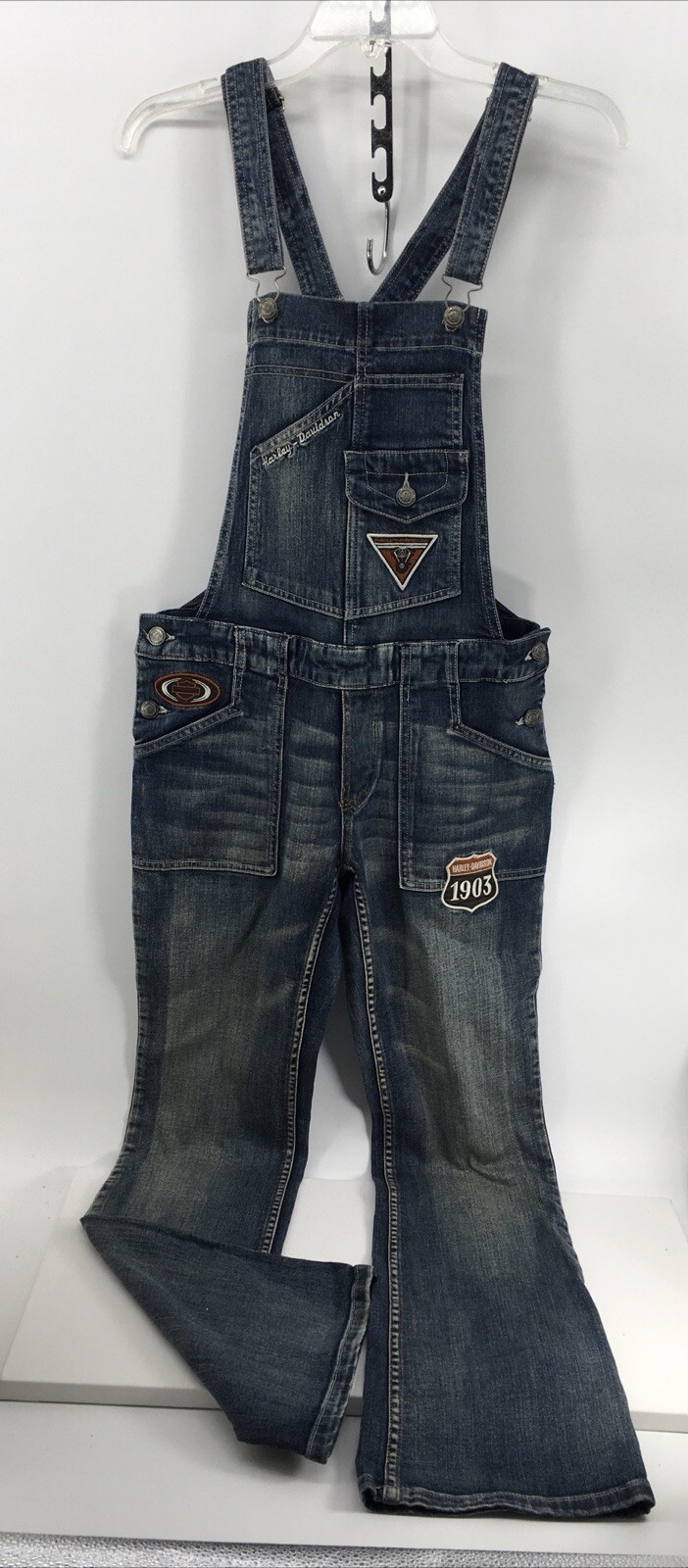 Harley Davidson Overall Bibs Women 2 Blue Patches Mot… - Gem
