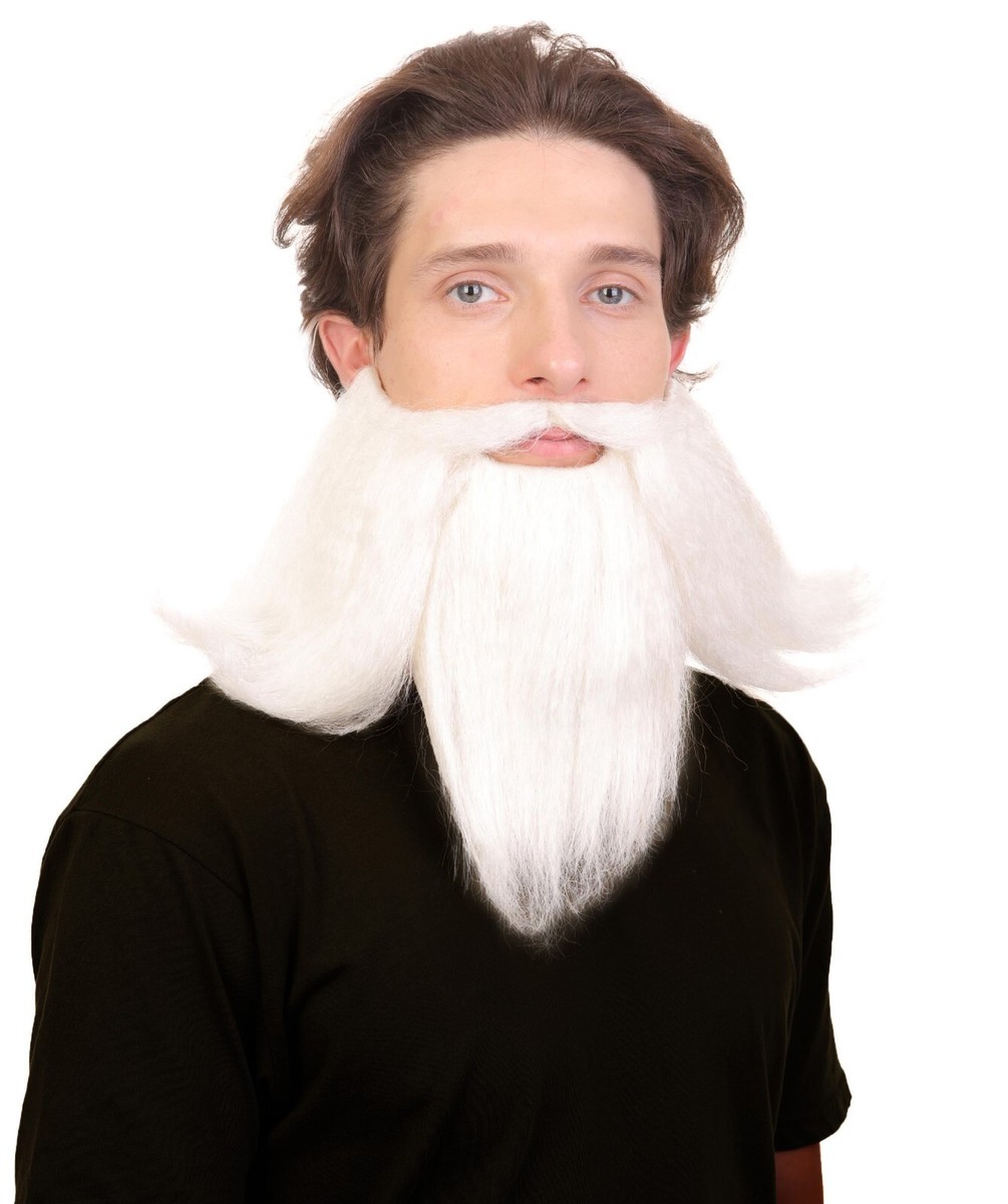 X Long Full Mustache Beard Biker Wizard Old Man Costume Latex Old Man