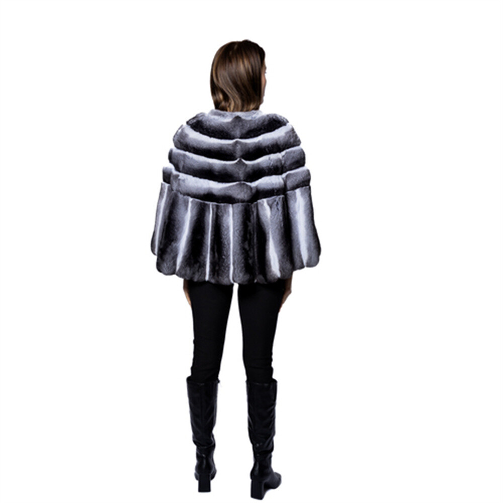 New Women's Real Rex Rabbit Fur Wrap Capes Shawl Winter Warm Thick ...