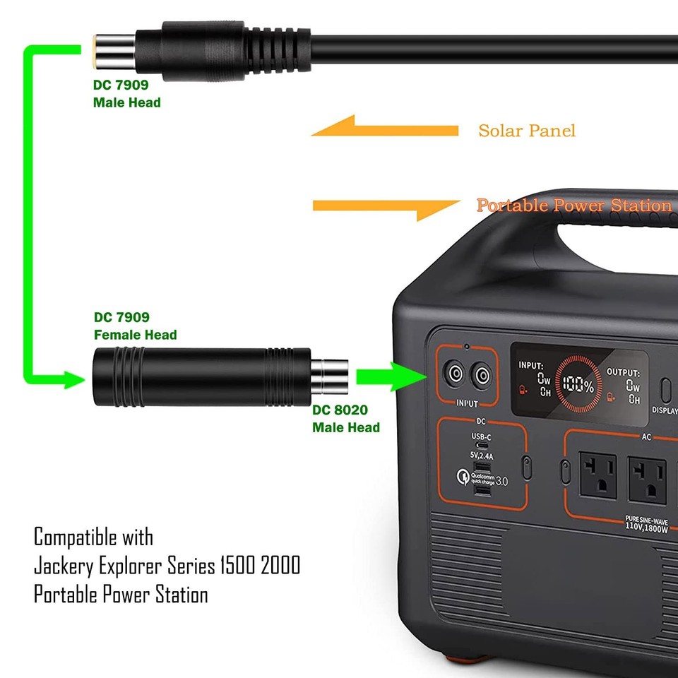 FANLIDE DC 7909 to DC 8020 Adapter Connectors Compatible with Jackery ...