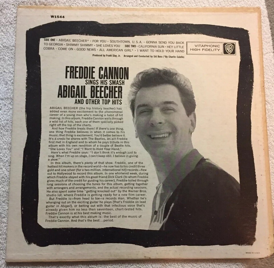 FREDDIE CANNON,PROMO ALBUM FREDDIE CANNON, ROCK&ROLL LP RECORD, 1964 | eBay
