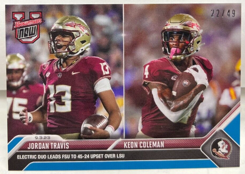 Jordan Travis / Keon Coleman 2023 Topps Bowman U Now #1 - Fsu - Bleu ...