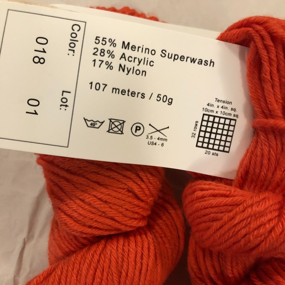NEW Lot 2 skeins HIKoo Simplicity Yarn Superwash Merino Blend Orange ...