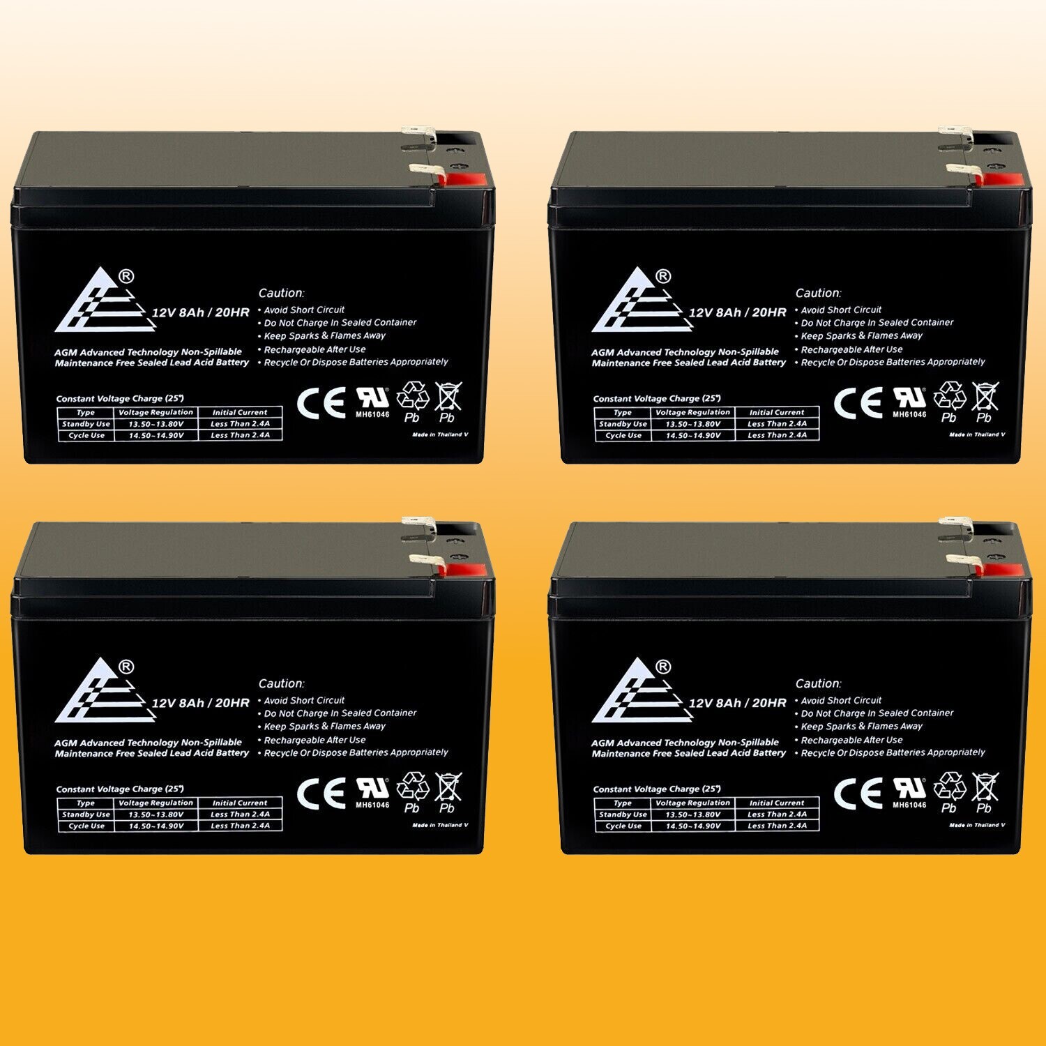 4 Pack: 12V 8Ah rechargeable replacement battery for apc rbc2 | eBay