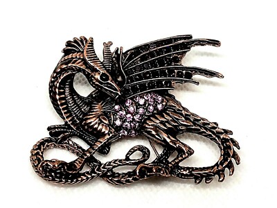 Dragon pin fantasy Gift novelty brooch jewelry copper tone fun #4 ...