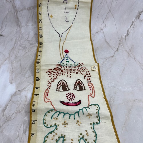 Vintage Handmade Embroidered Clown Child Growth Chart 45" TF5-L1 | eBay