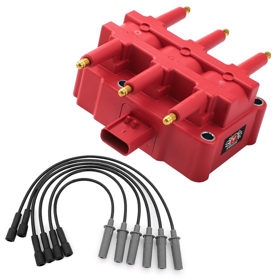 UF305 Ignition Coil + 6 Spark Plugs Wire Set For 2001-2007 Dodge ...