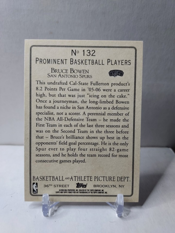 2006-07 Topps Turkey Red Basketball #132 Bruce Bowen San Antonio Spurs ...