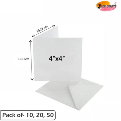 4x4 White Blank Cards & Envelopes for Card Making Birthday Wedding ...