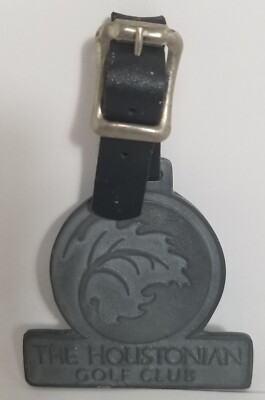 Vintage The Houstonian Golf Bag Tag w/ Leather Strap. Name engraved ...