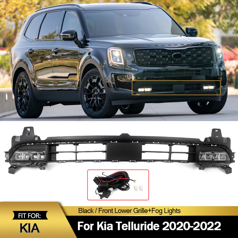 2020-2022 Kia Telluride Front Bumper Lower Grille W/ LED DRL Fog Lights ...