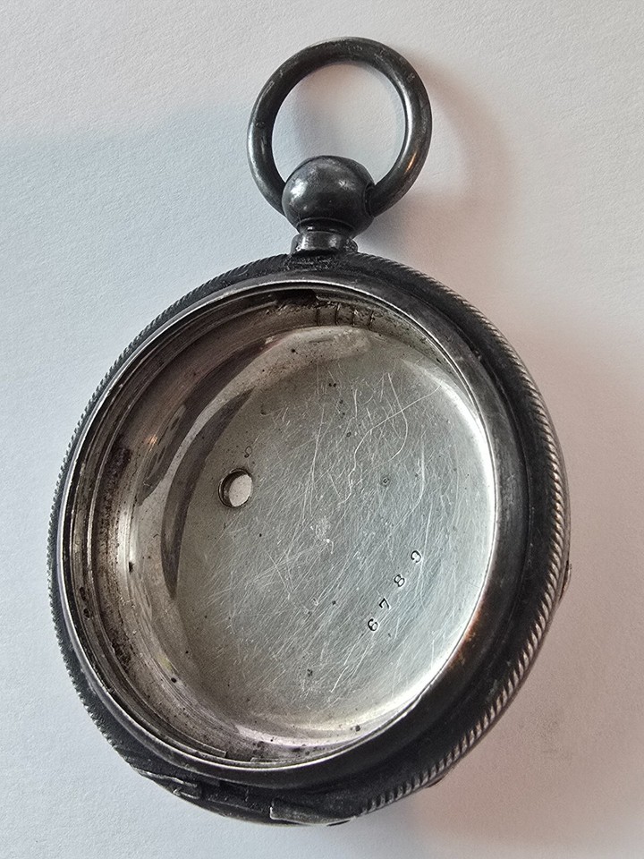 VINTAGE Antique Coin Silver Pocket Watch Case Unique Serial Number 6789 ...