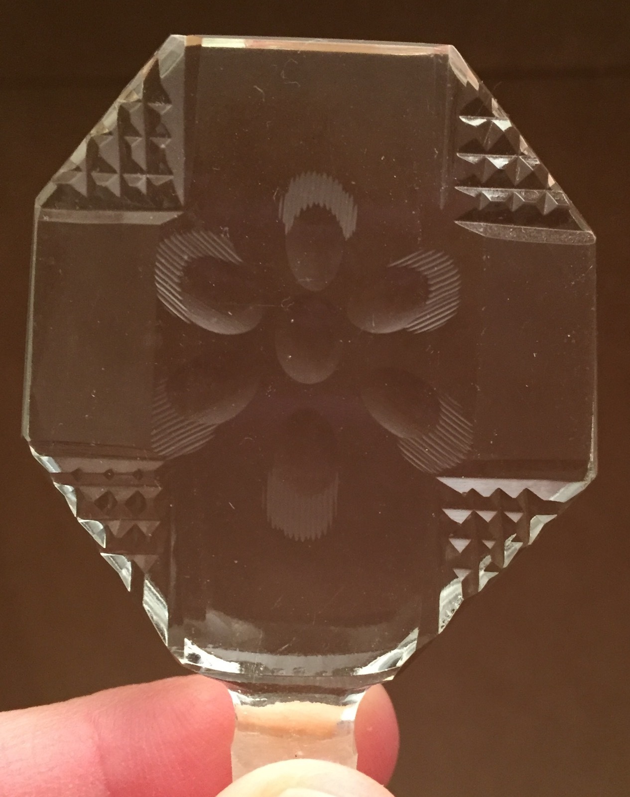 Rare Octagonal Smoke Colored Czechoslovakian Perfume Bottle with Daisy ...