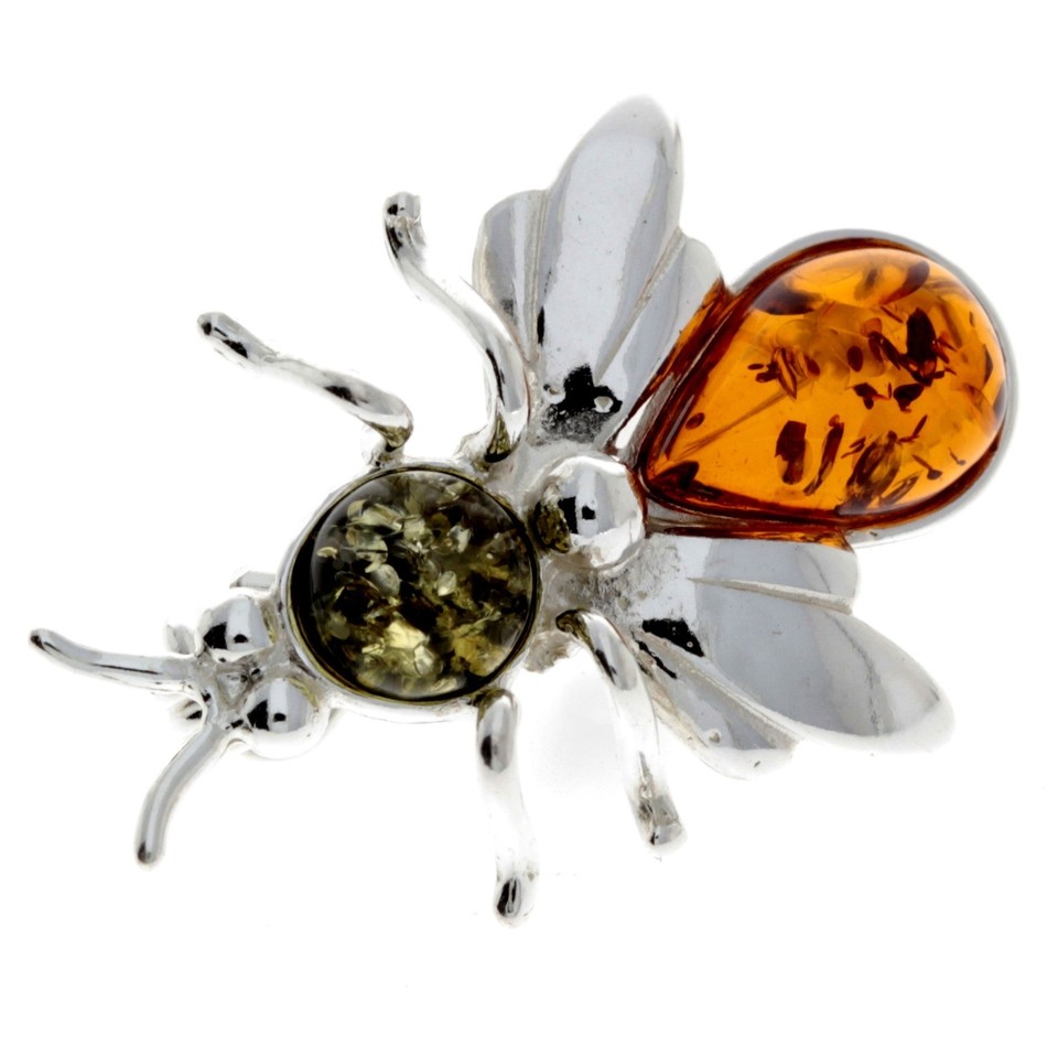925 Sterling Silver & Baltic Amber Fly Brooch - M801 | eBay UK
