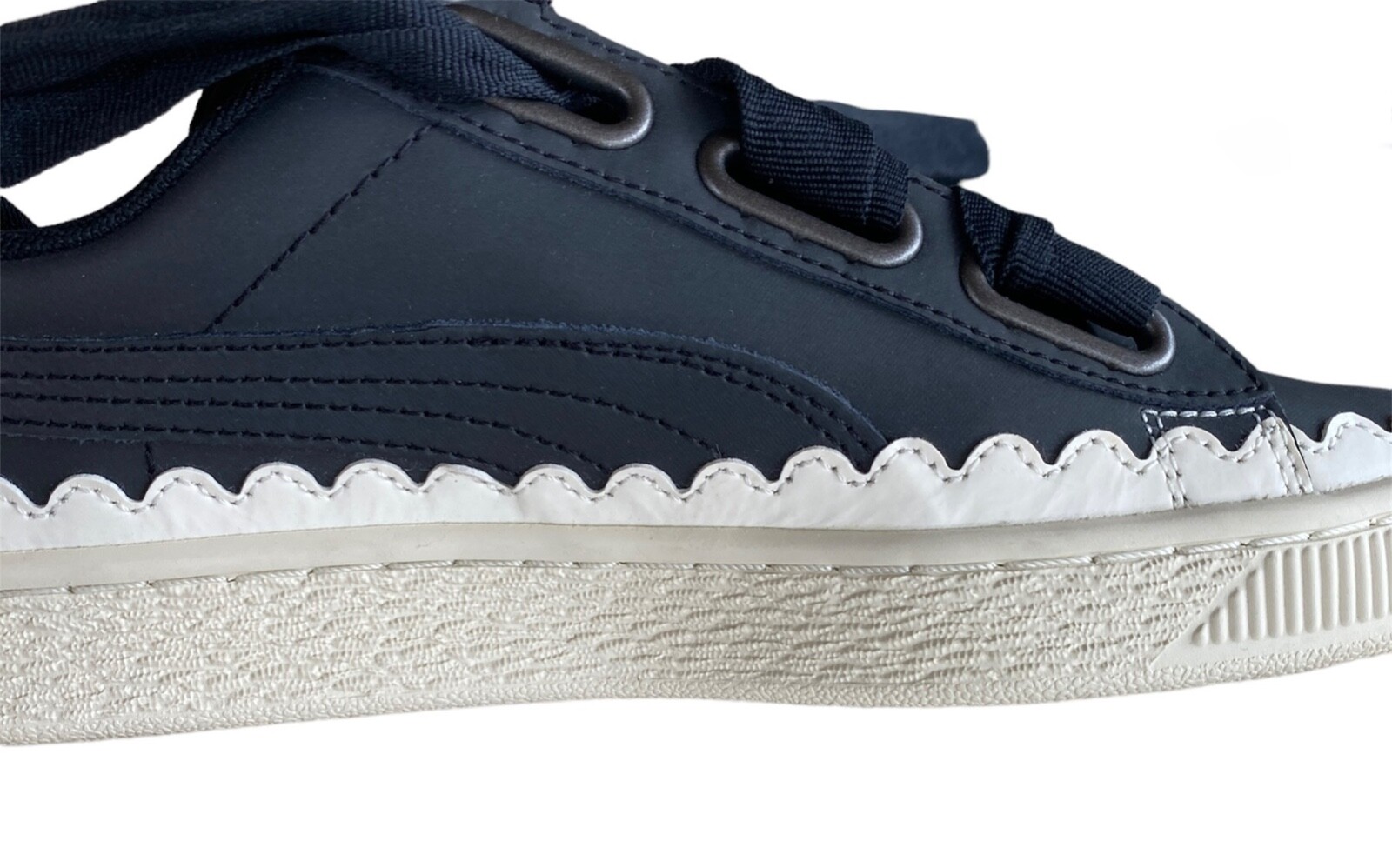 PUMA Basket Heart Scallop Ribbon-Lace Leather Low-Top… - Gem