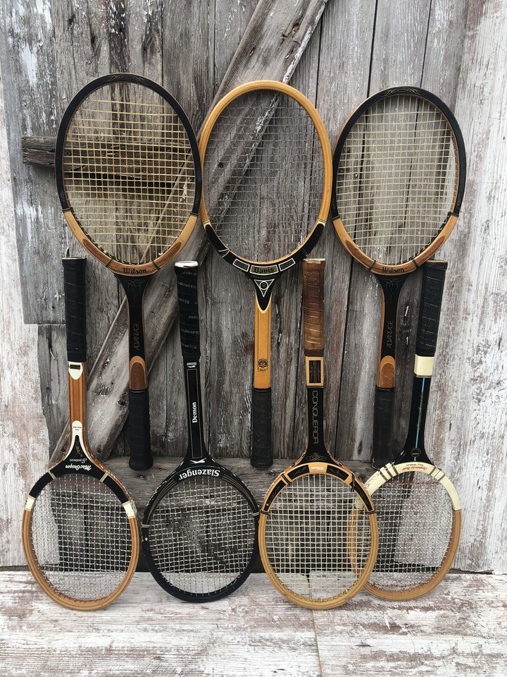 Wood Tennis Racket Bulk Lot Wilson Spalding Clean Strings Intact ...