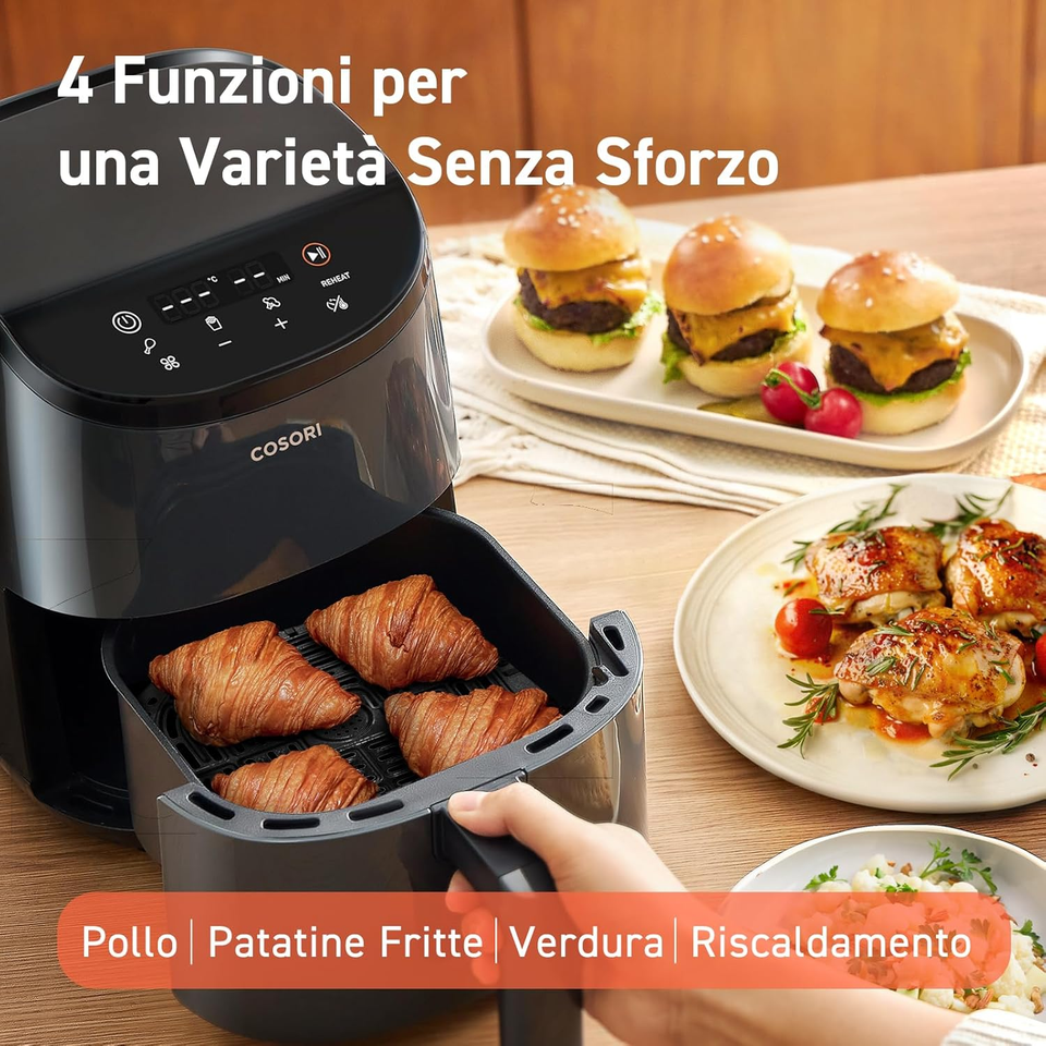 Friggitrice Ad Aria 2 Litri, Air Fryer Portatile a Risparmio Energetico ...
