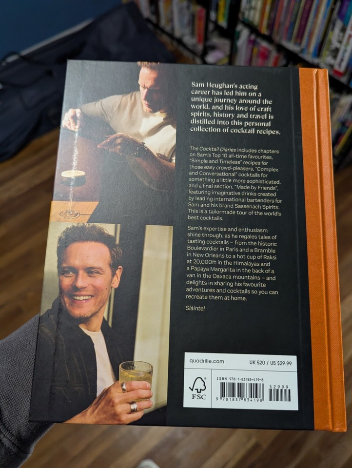 The Cocktail Diaries Sam Heughan Signed Book Hardcover Autographed NEW ...