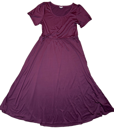 LuLaRoe Womens Dress Size XL Riley Midi Empire Waist Solid Dark Red ...