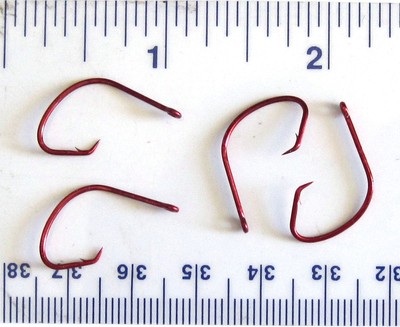 50 VMC 7381RD 7381 Sure Set Circle Red Fishing Hooks Sz 6 From France ...