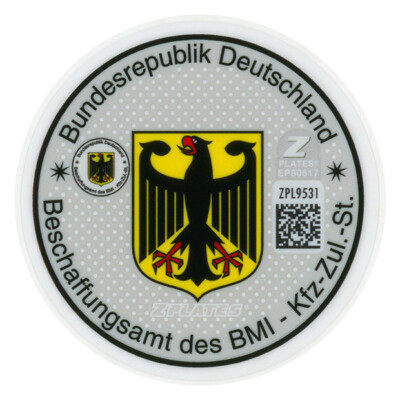 Police German License Plate Registration Seal & Inspection Sticker Set ...