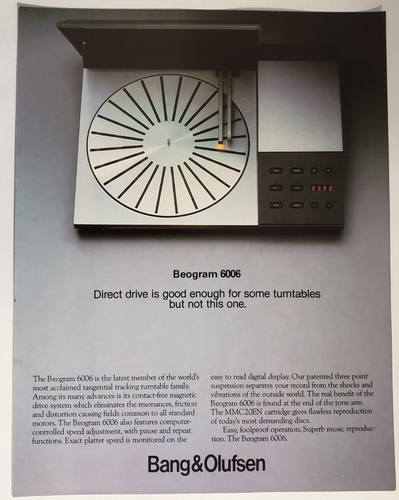 Bang & Olufsen Turntable Sales Brochure Beogram 6006 Rare Vintage | eBay